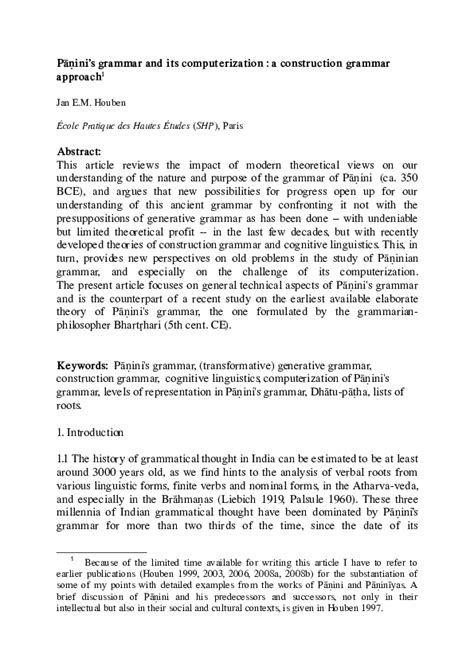 Pdf Pāṇinis Grammar And Its Computerization A Construction Grammar Approach