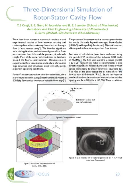 pdf three dimensional simulation of rotor stator cavity flow