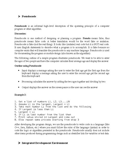 PF Lecture Notes For Programming Fundamentals Pseudocode Pseudocode Is An Informal Studocu