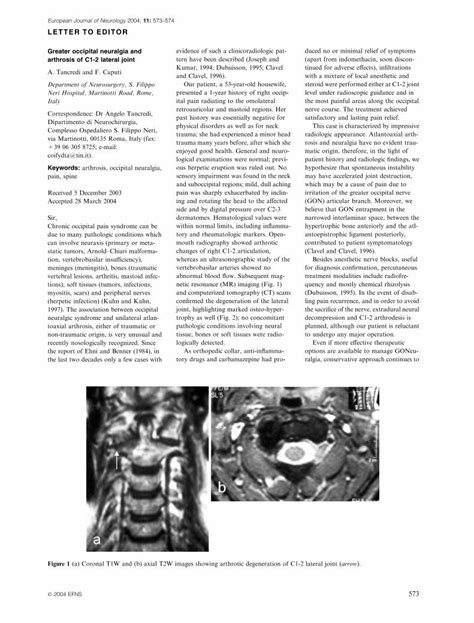 Pdf Greater Occipital Neuralgia And Arthrosis Of C1 2 Lateral Joint Dokumen Tips