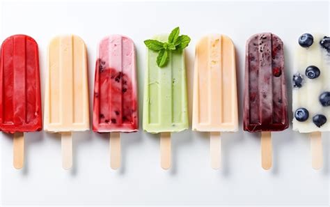 Premium Ai Image Assorted Fruit Popsicles Collection On Stick