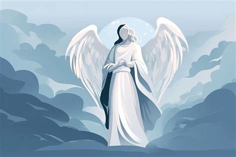 아름 다운 천사의 구름 만화 일러스트와 함께 하늘에 천사 프리미엄 사진