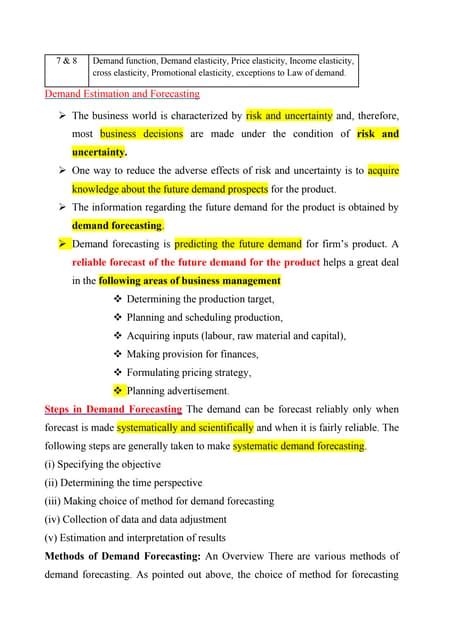 Demand Estimation And Forecasting Analysis Pdf