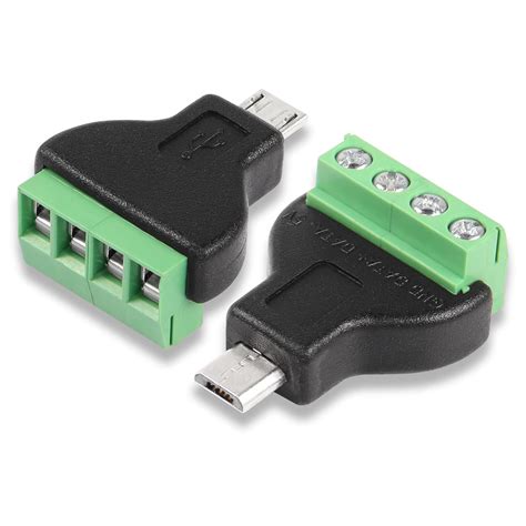 Cerrxian 2psc Usb Micro To 4 Pin Screw Terminal Block