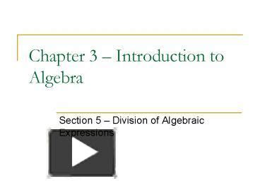 Chapter Introduction To Algebra Presentation Free To View