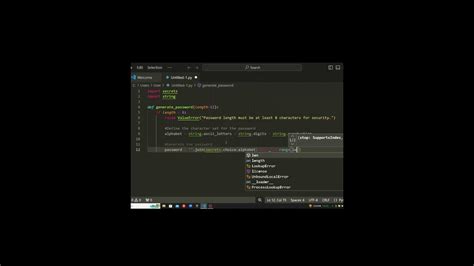 generate secure passwords in python in 1 minute 🔒 shorts youtube