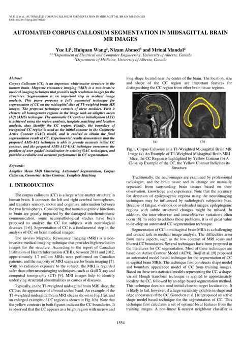 Pdf Automated Corpus Callosum Segmentation In Midsagittal Brain Mr Images