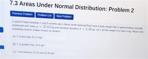 Solved 7 3 Areas Under Normal Distribution Problem 2 1