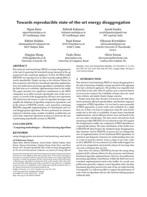 Towards Reproducible State Of Art Energy Disaggregation Pdf