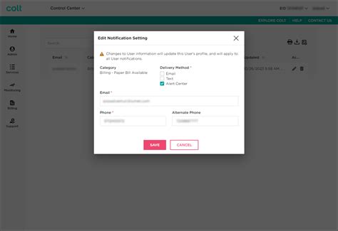Editing A Notification Setting Colt