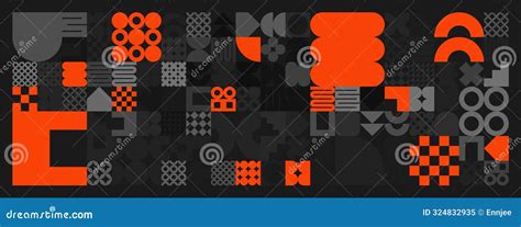 Brutalist Geometric Shapes Symbols Simple Primitive Elements And