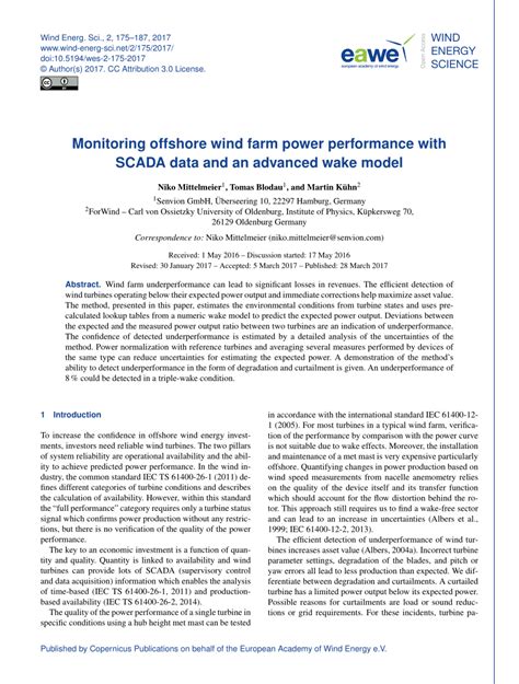 Pdf Monitoring Offshore Wind Farm Power Performance With Scada Data
