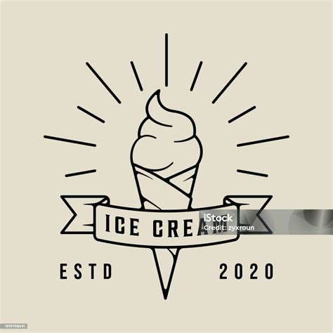 아이스크림 로고 라인 아트 간단한 미니멀리스트 벡터 일러스트 레이 션 템플릿 아이콘 그래픽 디자인 음식은 선형 기치 타이포그래피 작풍 개념을 가진 상점 사업을 위한 젤라토