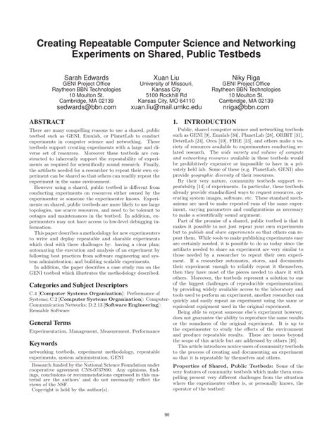 Pdf Creating Repeatable Computer Science And Networking Experiments