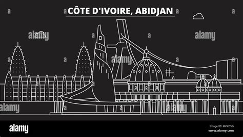 Abidjan Skyline. Cote dIvoire - Abidjan, Côte d'Ivoire Vector Linear Architektur, Gebäude ...