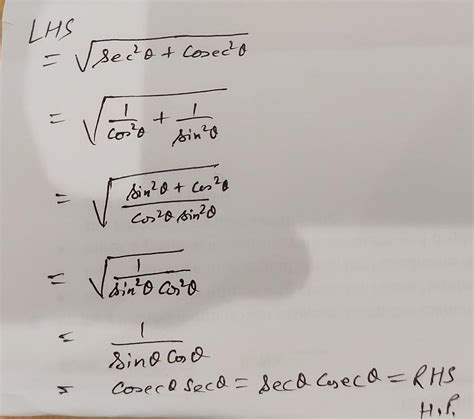 Tex Sqrt Sec Theta Cosec Theta Sec Theta Times Cosec Theta Tex