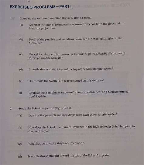 Solved 1 Compare The Mercator Projection Figure 5 1b To A