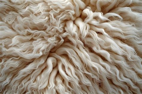 White Natural Sheep Wool Background Closeup Plush Cotton Light Cream Texture Of Fluffy Fur