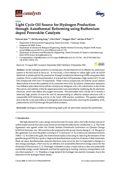 Pdf Light Cycle Oil Source For Hydrogen Production Through