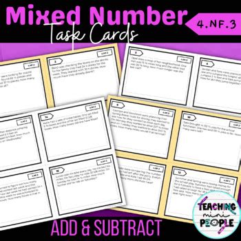 Add And Subtract Mixed Numbers Task Cards Like Denominators TPT