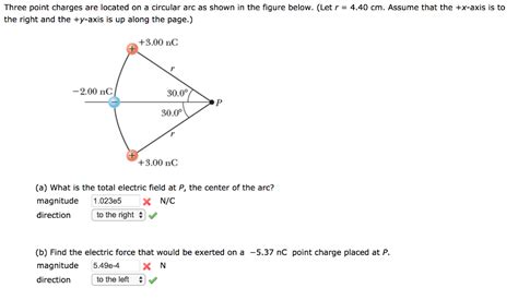 Solved Three Point Charges Are Located On A Circular Arc As
