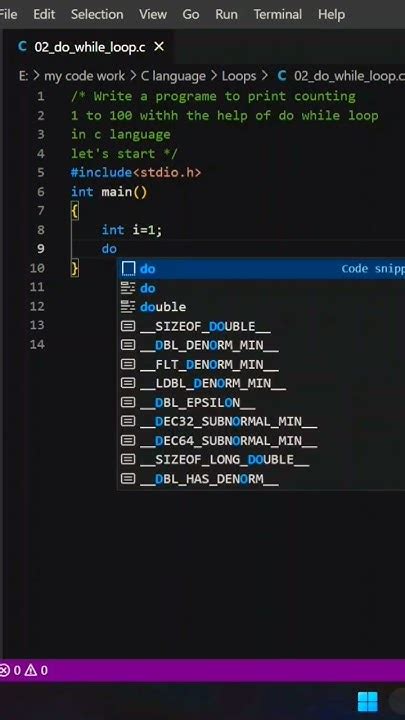 1 To 100 Counting By C Language Using Do While Loop Dowhileloop Code Program Programming