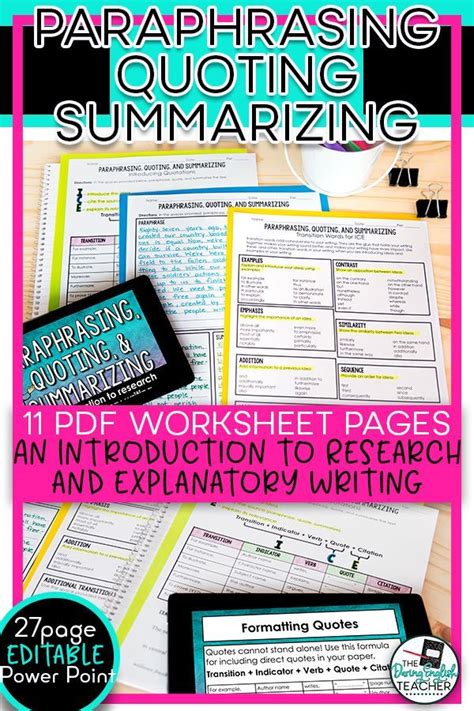 Paraphrasing Quoting Summarizing Informative Writing Skills PRINT DIGITAL Teaching