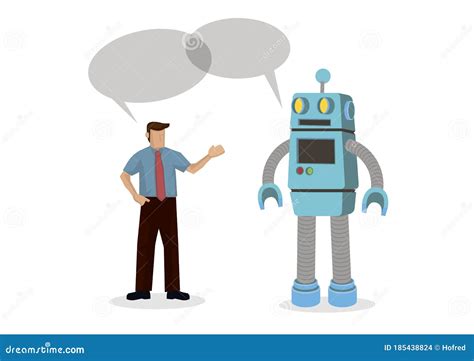 Robot And Man Are Talking Vector Black Outline Image 168192132