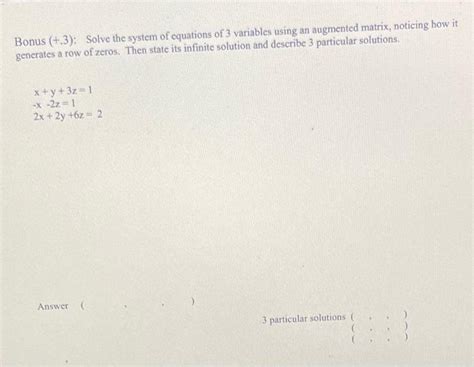 Solved Bonus Solve The System Of Equations Of Chegg