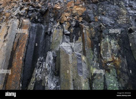 Basalt Pillars In A Quarry Natural Basalt Rock Columns Closeup Texture Abstract Natural