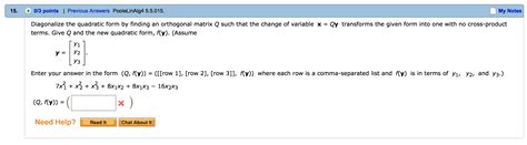 solved diagonalize the quadratic form by finding an