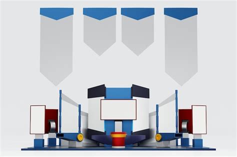 이벤트 전시회 전시장 3d 렌더링을 위한 부스 전시 스탠드 디스플레이 목업 디자인 프리미엄 사진