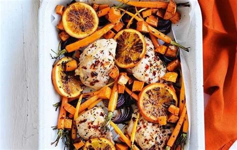 Chicken Orange And Roasted Sweet Potato Tray Bake Healthy Food Guide