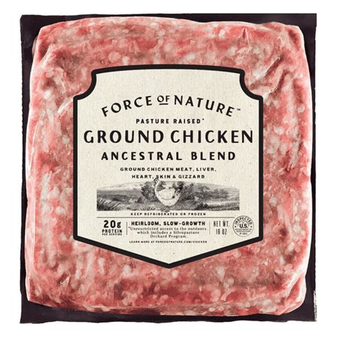 Force Of Nature Ground Chicken Ancestral Blend Pasture Raised 16 Oz