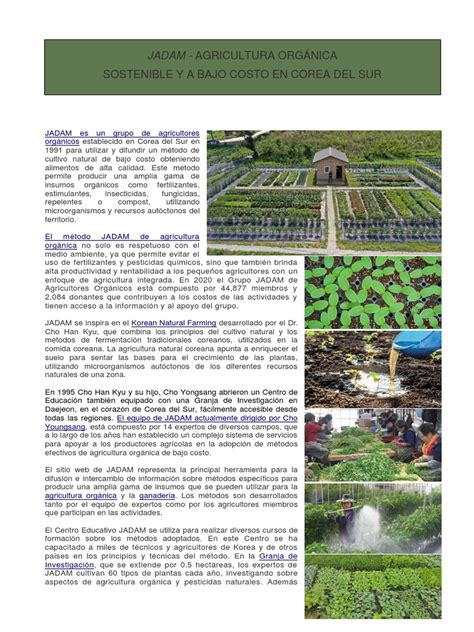 Método Jadam Agricultura Orgánica Ecológica Pdf Agricultura