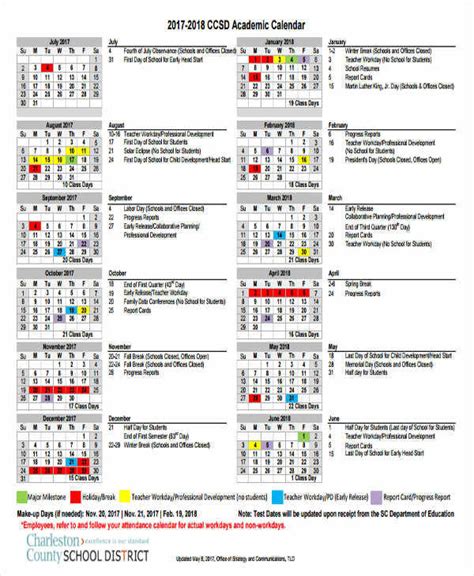 School Calendar Format