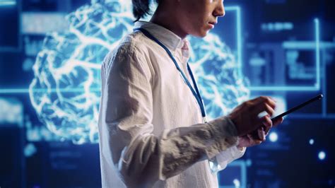 Premium Stock Video Expert Doing Ai Human Brain Simulation