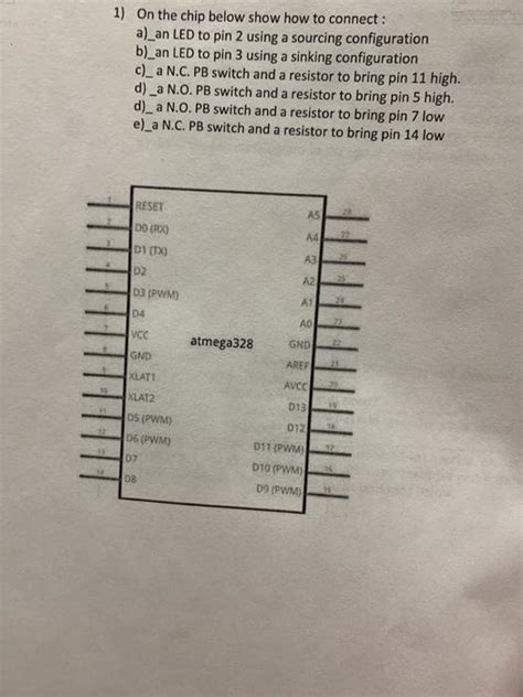 Solved On The Chip Below Show How To Connect A An LED Chegg