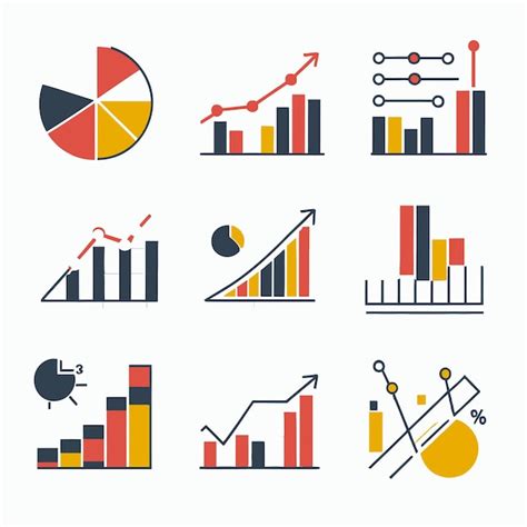 Premium Vector A Collection Of Different Colored Graphs And Charts With A Chart Showing Graphs