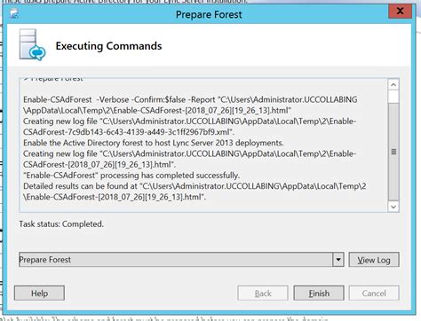 installing lync 2013 in lab prepare active directory wizard