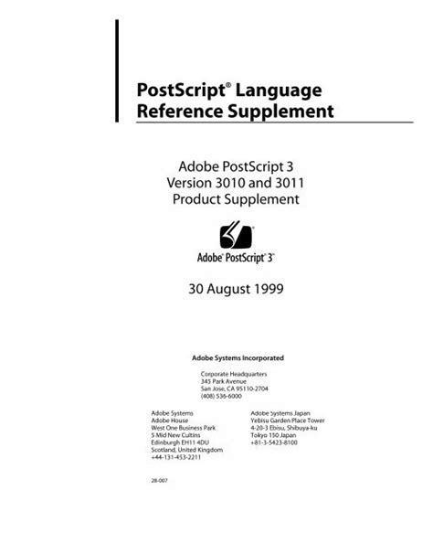 Postscript Language Reference Supplement Adobe Partners Postscript Language Reference Supplement Adobe Partners