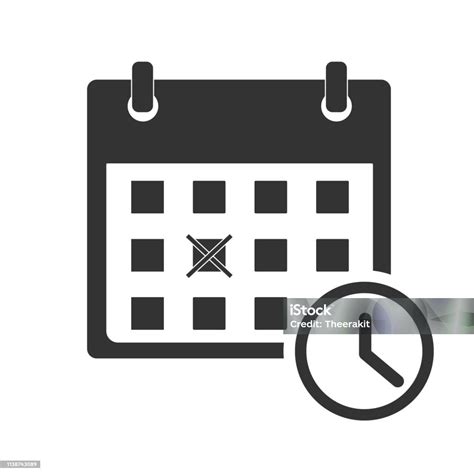 흰색 바탕에 달력 아이콘입니다 플랫 스타일입니다 웹 사이트 디자인 로고 앱 Ui에 대 한 일정 아이콘입니다 시계 기호가 있는