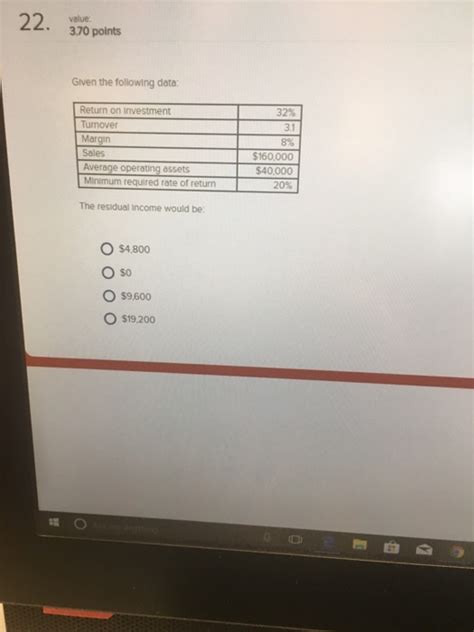 Solved 22 370 Points Given The Following Data Return On