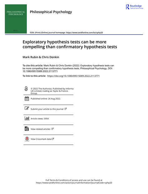 Pdf Exploratory Hypothesis Tests Can Be More Compelling Than