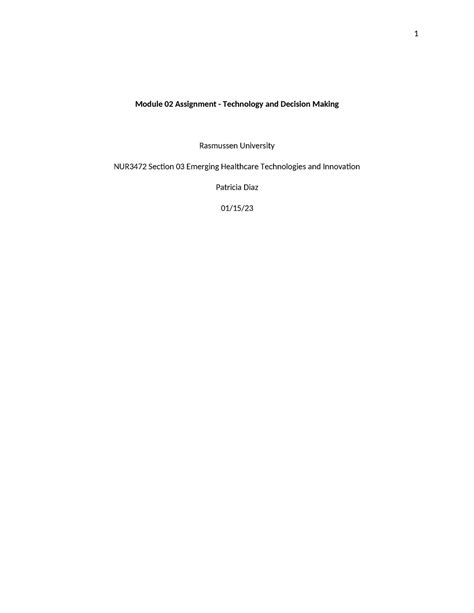 Module 02 Assignment Technology And Decision Making 011523 Module 02 Assignment Technology