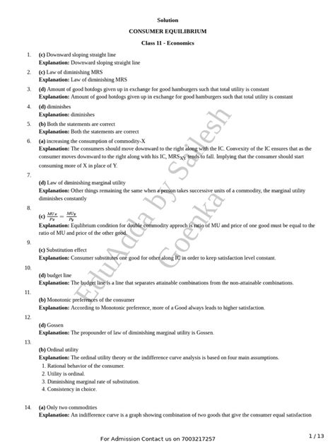 Consumer Equilibrium Analysis Pdf Utility Demand