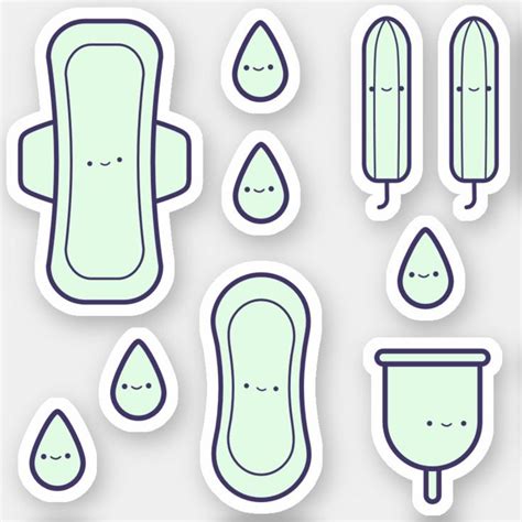 Cute Girly Green Menstrual Set First Period Party Sticker Zazzle