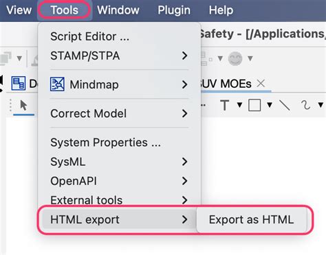 html export plug in for astah sysml and astah system safety