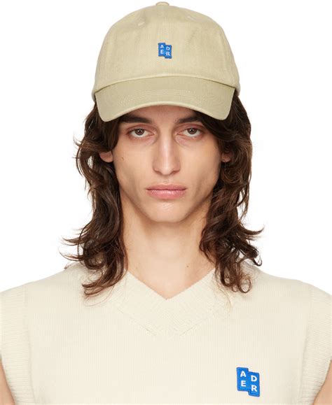 ader error beige logo patch cap ssense
