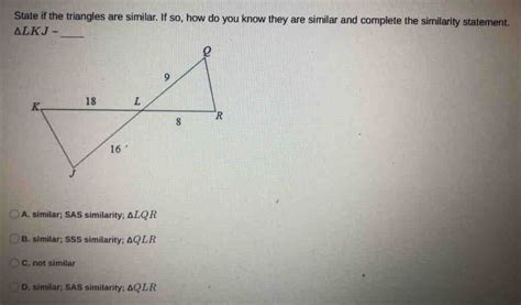 solved state if the triangles are similar if so how do you know they